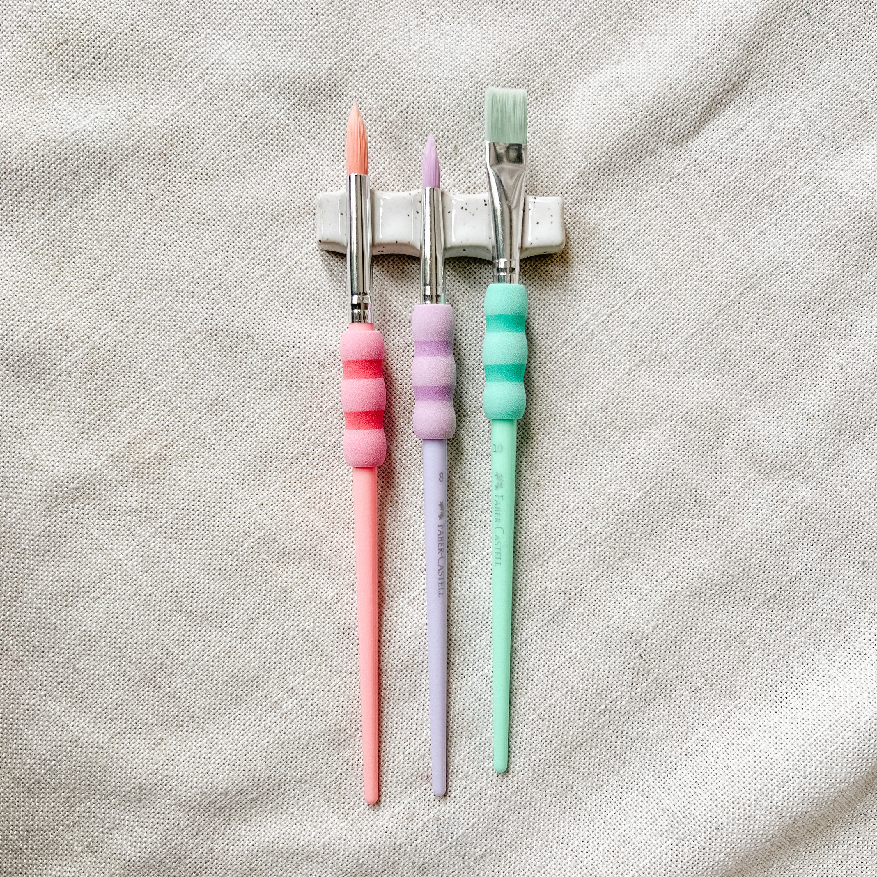 Brush Rest | White | Speckled or White Clay — SarahBeePottery